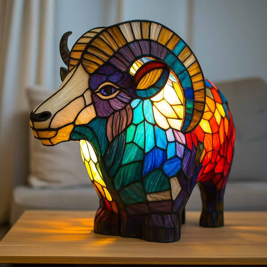 Lulu – Magical Goat Lamp in Colored Glass